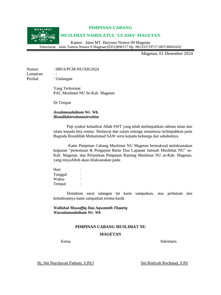 Contoh Surat Undangan | PDF