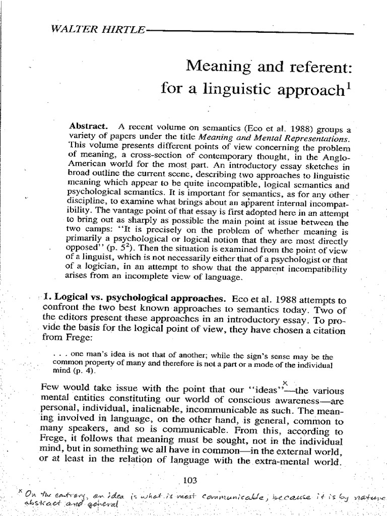 Hirtle Meaning and Referent | PDF