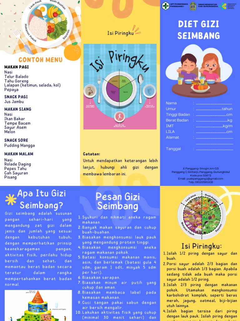 Menu Diet Gizi Seimbang Puskesmas Panggang | PDF