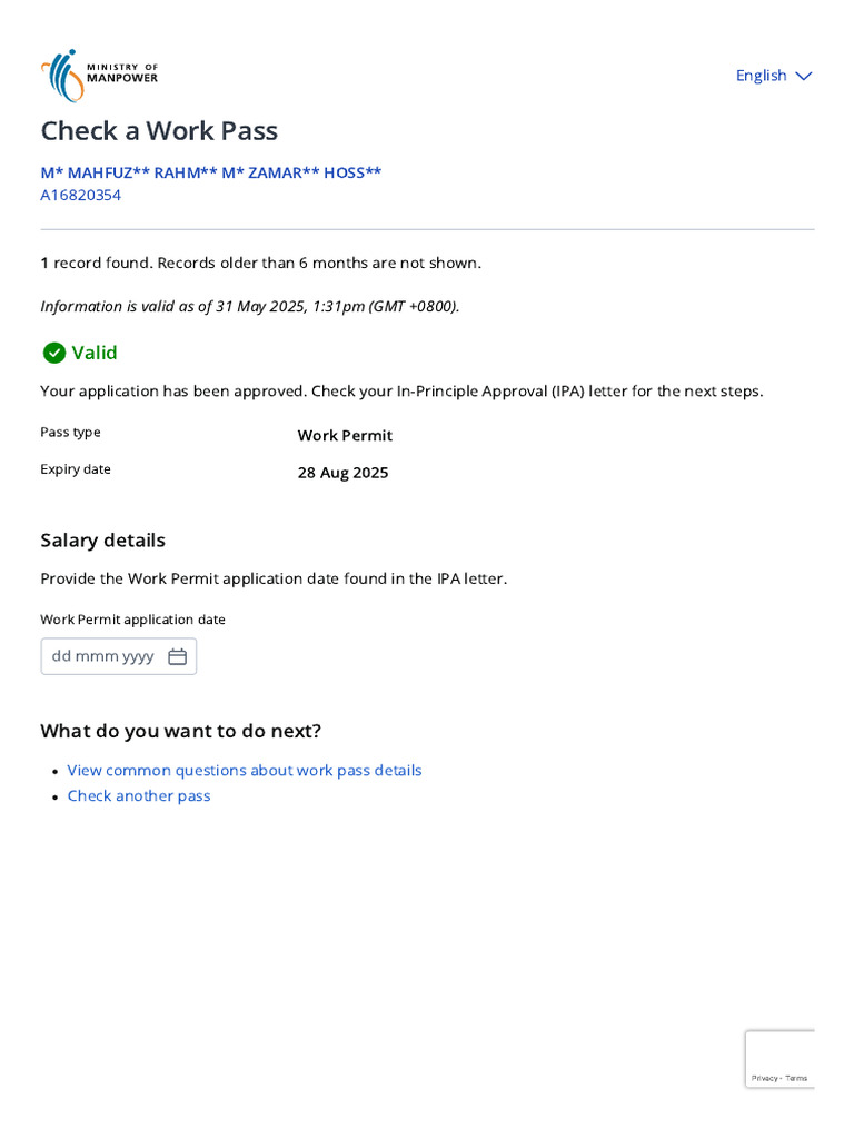 MOM - Check A Work Pass | PDF