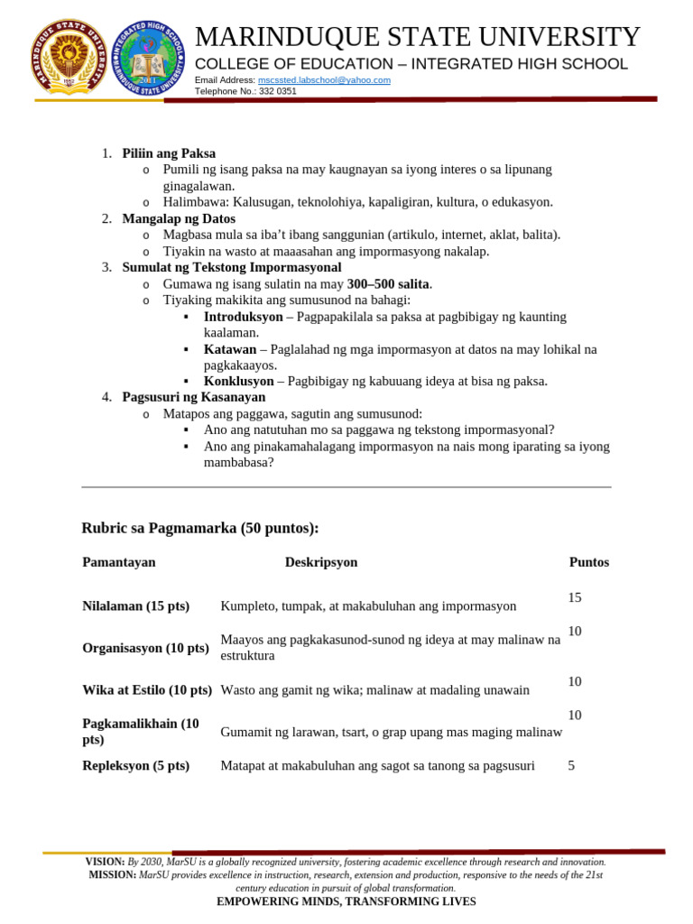 Tekstong Impormasyonal | PDF