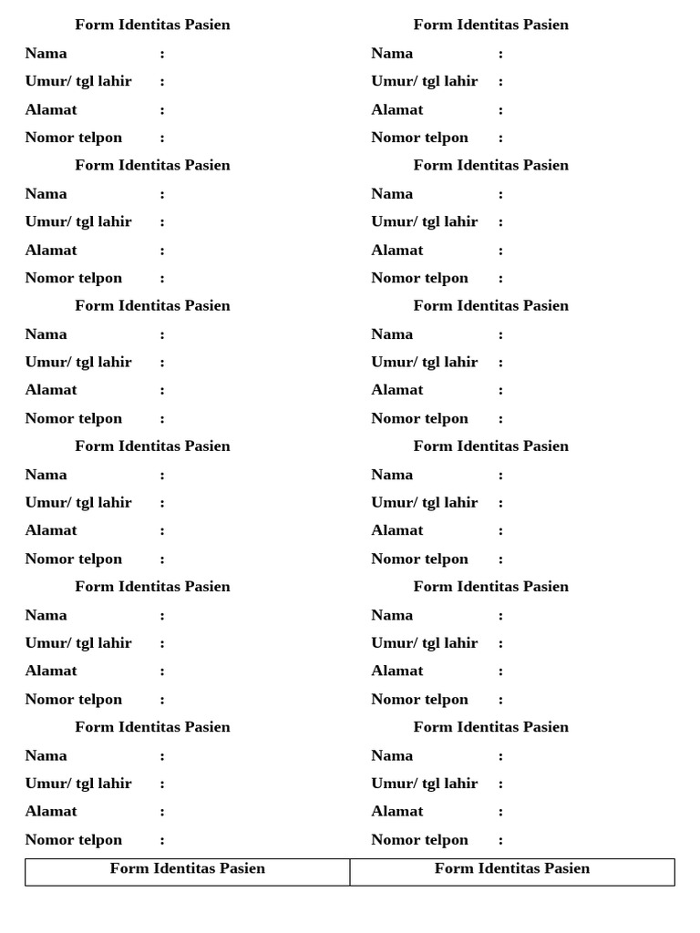 Form Identitas Pasien | PDF
