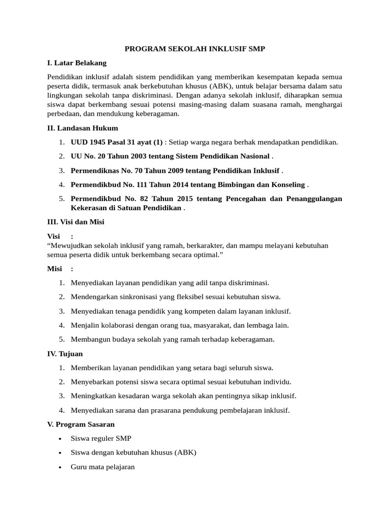 Program Sekolah Inklusif SMP | PDF