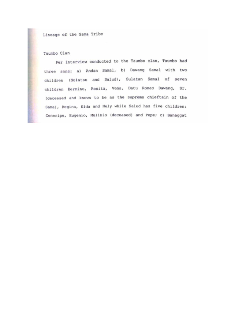 Lineage of Samal | PDF