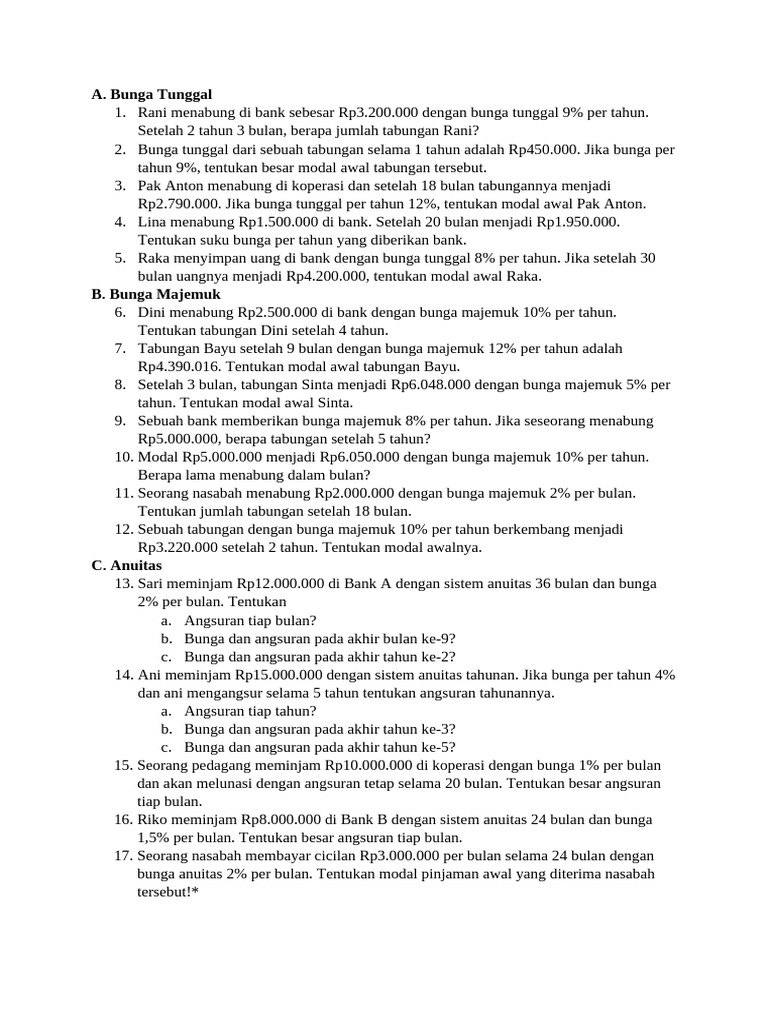 Latihan Soal Soal Mat Keuangan | PDF