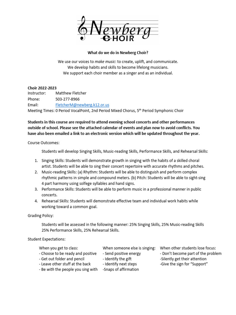 Symphonic Choir Syllabus 2024-25 | PDF | Choir | Rhythm