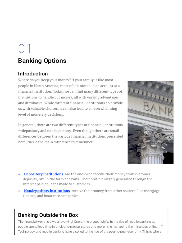 Lesson 01 - Banking Options | PDF | Banks | Savings And Loan Association