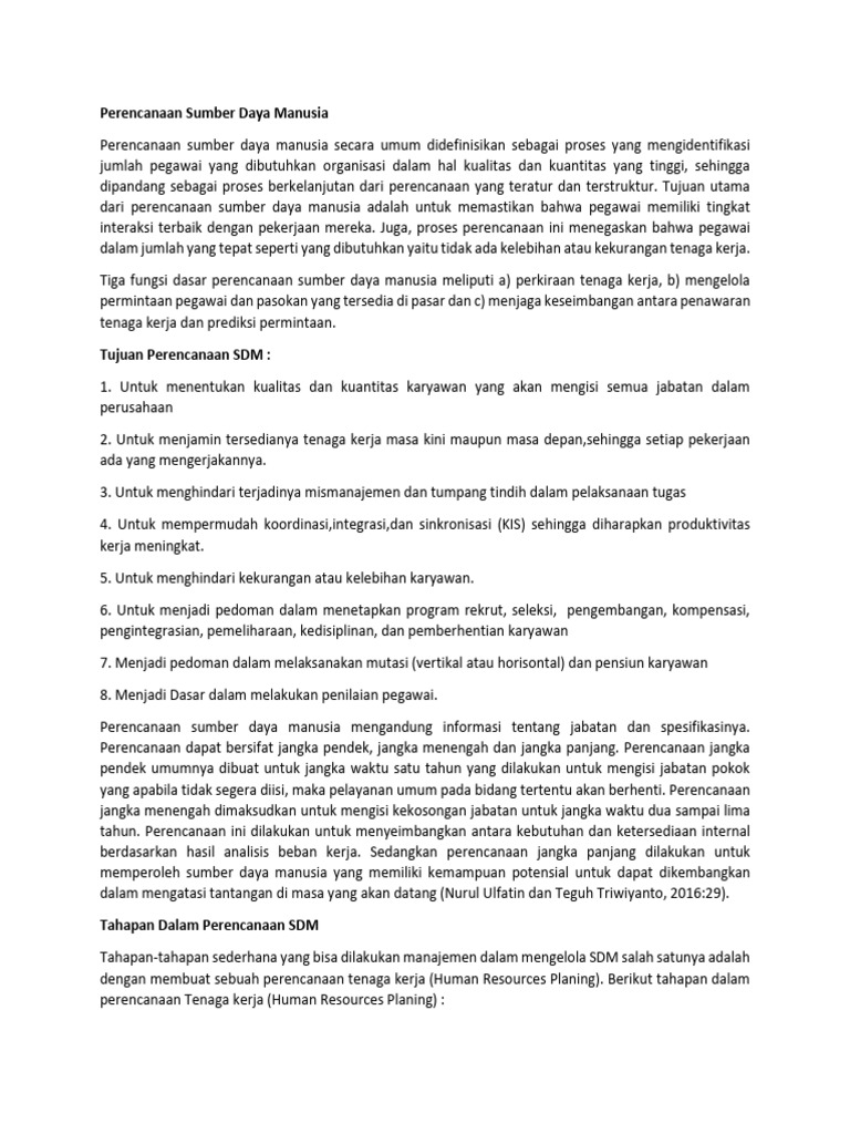 Definisi Perencanaan Tenaga Kerja | PDF