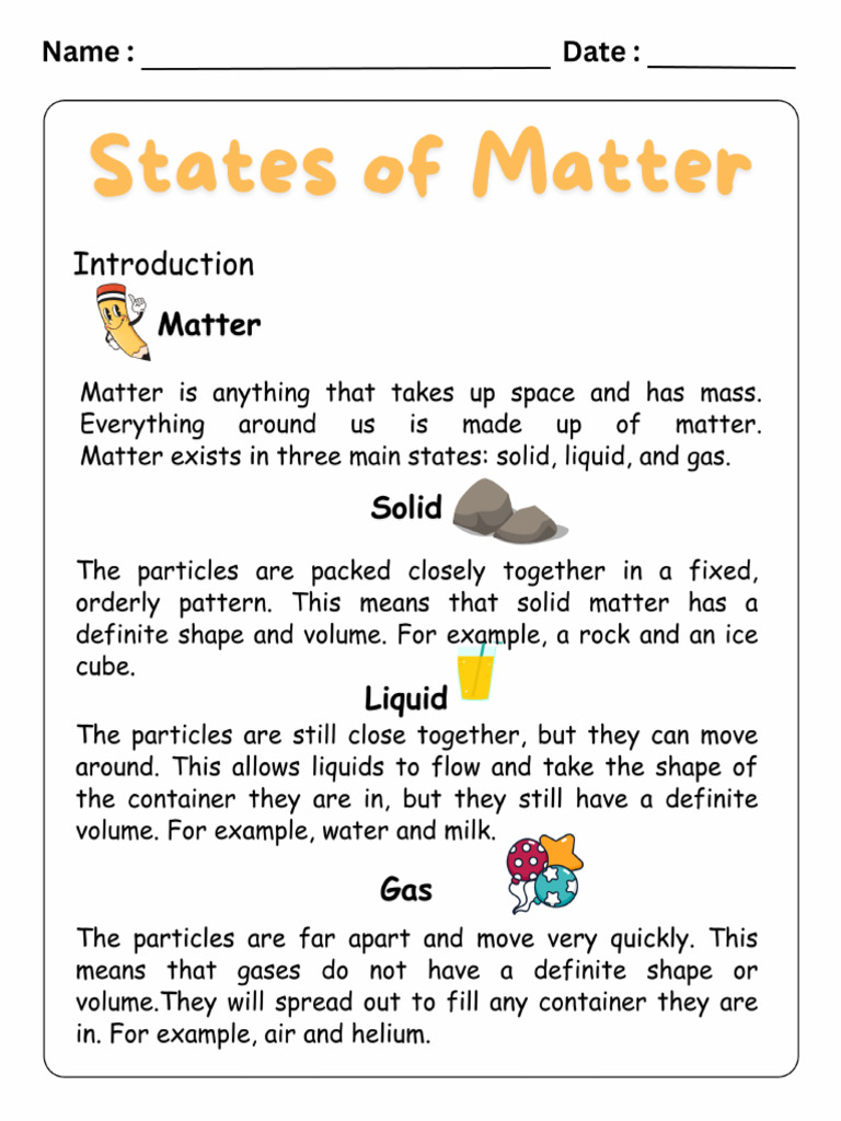 Exploring the States of Matter Worksheet | PDF
