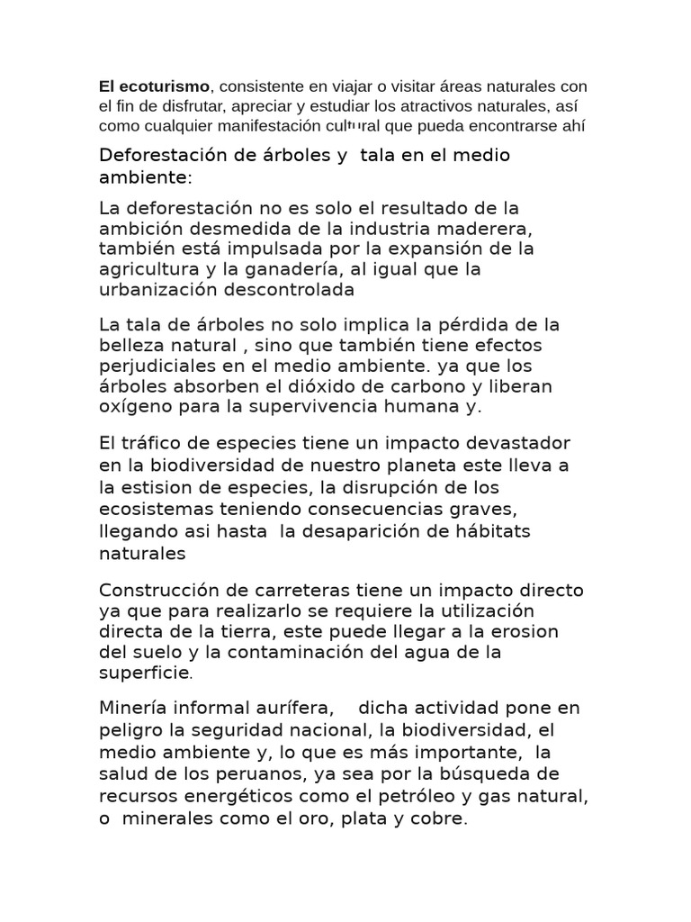 Impacto del ecoturismo y la estisión | PDF