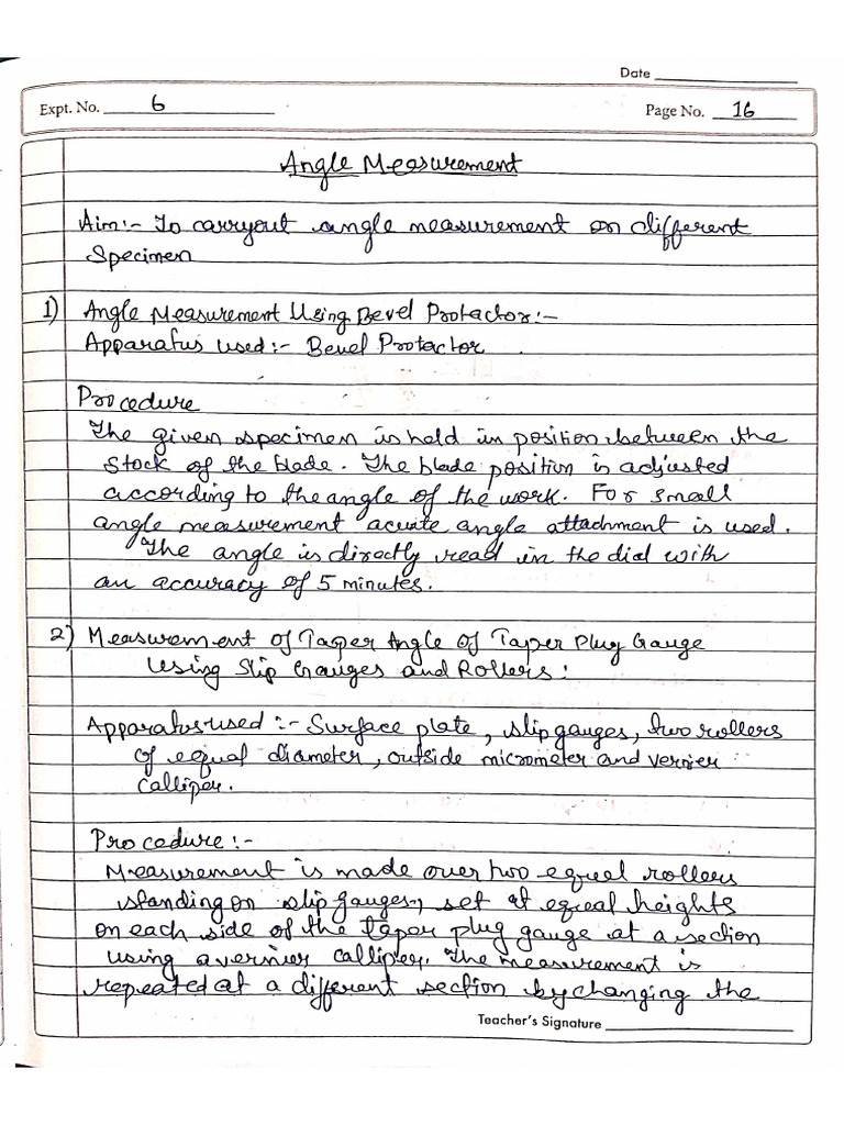Record Angle Measurements | PDF