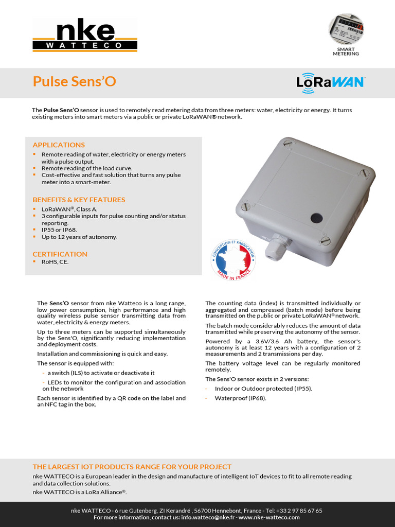 nke Watteco SENS'O Datasheet (EN) | PDF | Information And Communications Technology | Computer ...