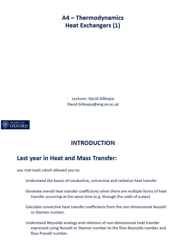 A4 Thermodynamics Heat Exchangers - Step by Step Lecture Slides | PDF ...