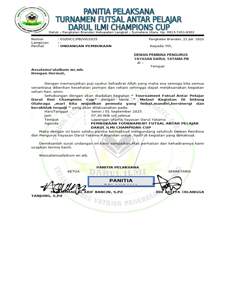 Undangan Tournament Futsal 2025 | PDF