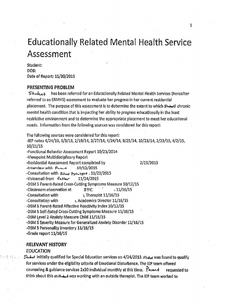 ERMHS Report For Project | PDF