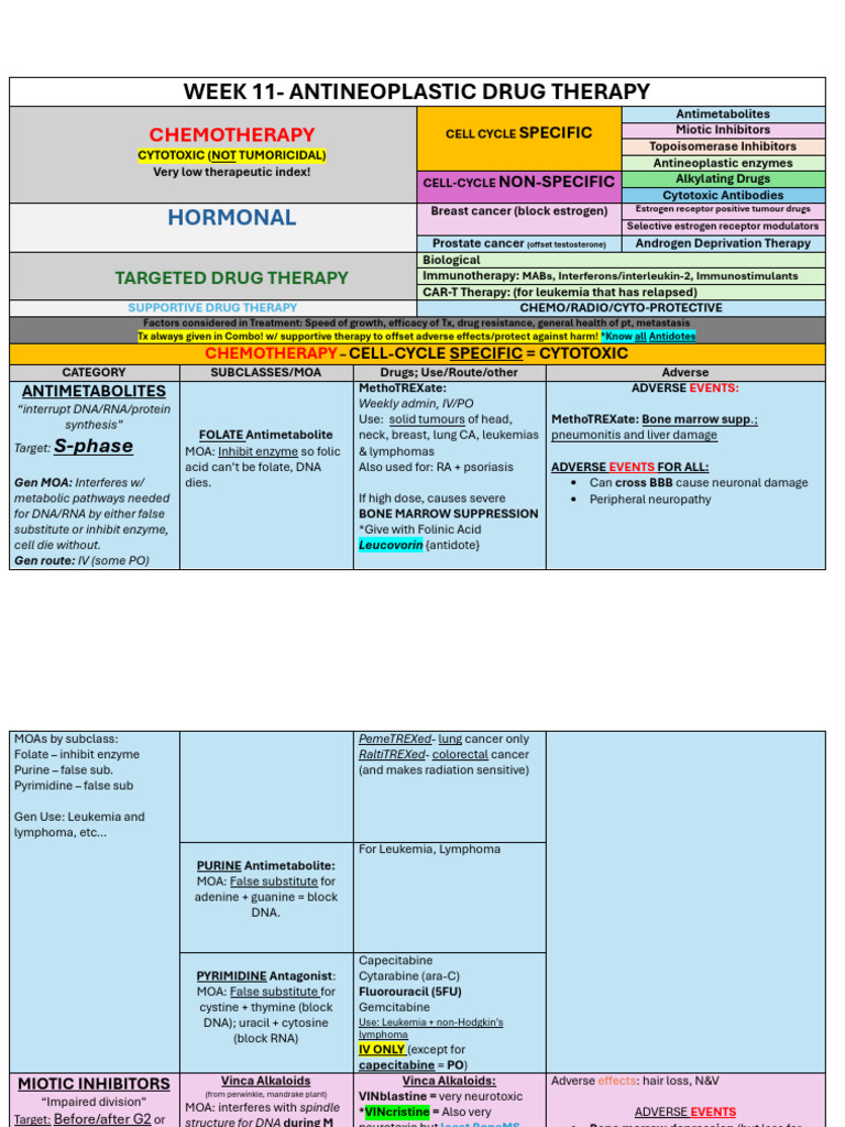 Antineoplastics - Chemo Notes | PDF | Chemotherapy | Estrogen