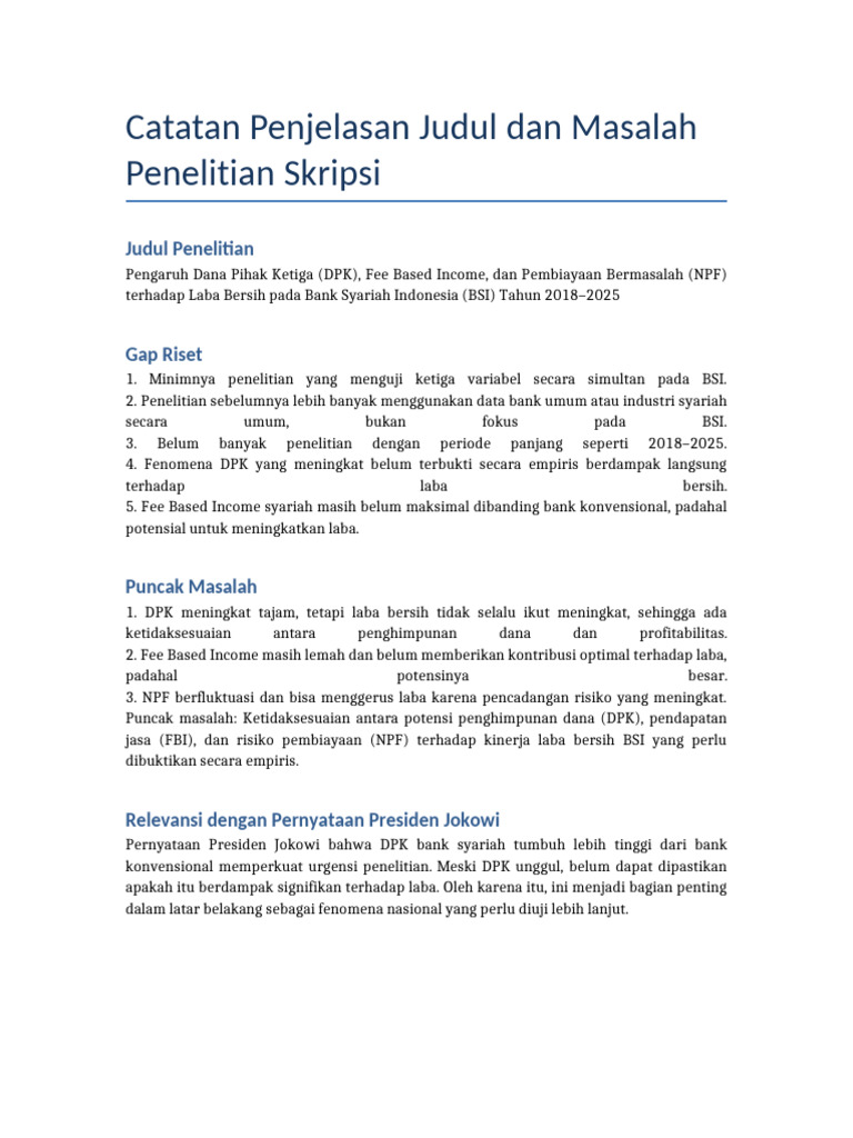 Pengaruh DPK dan NPF terhadap Laba BSI | PDF