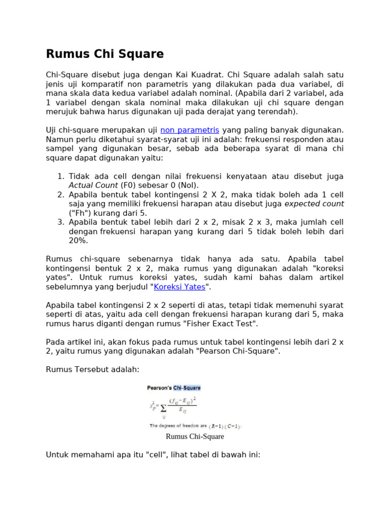 Rumus dan Penggunaan Chi-Square | PDF