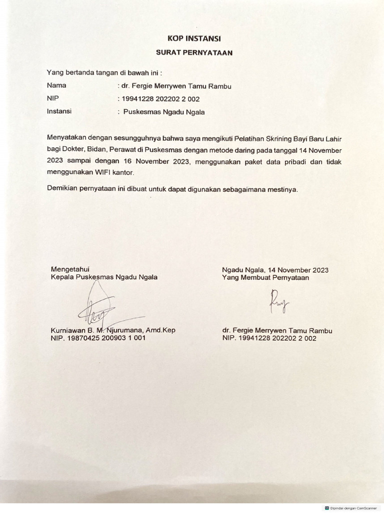 Surat Pernyataan BBL | PDF