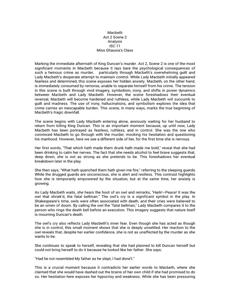 Macbeth Act 2 Scene 2 | PDF | Macbeth | Guilt (Emotion)