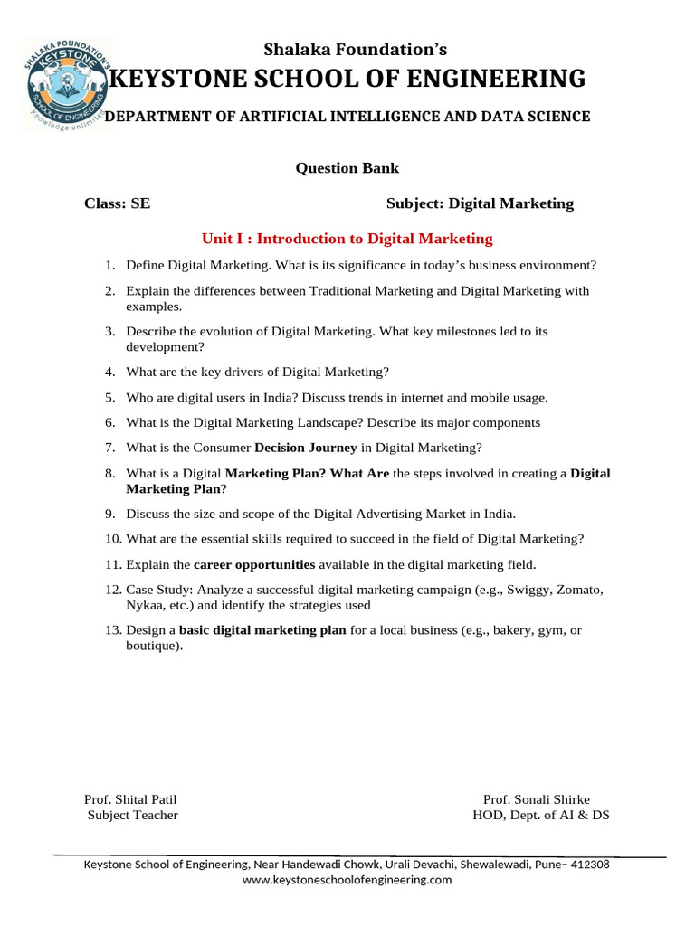 Unit 1 Question - Bank | PDF