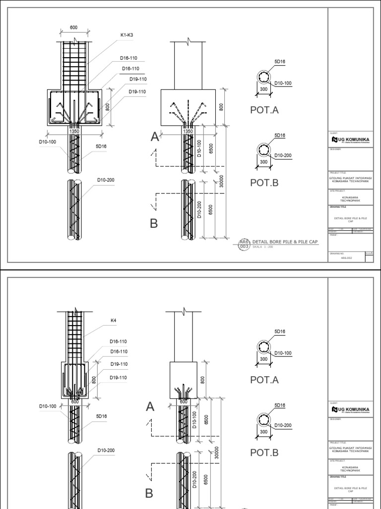 Detail Bore Pile & Pile Cap | PDF