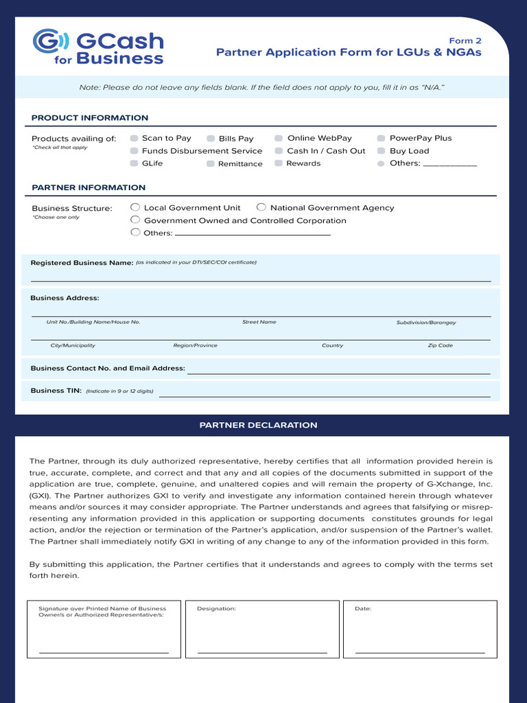 Form 2. Partner Application Form for LGUs & NGAs (1) | PDF