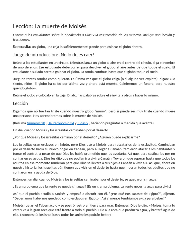Muerte de Moisés | PDF | Moisés | Joshua