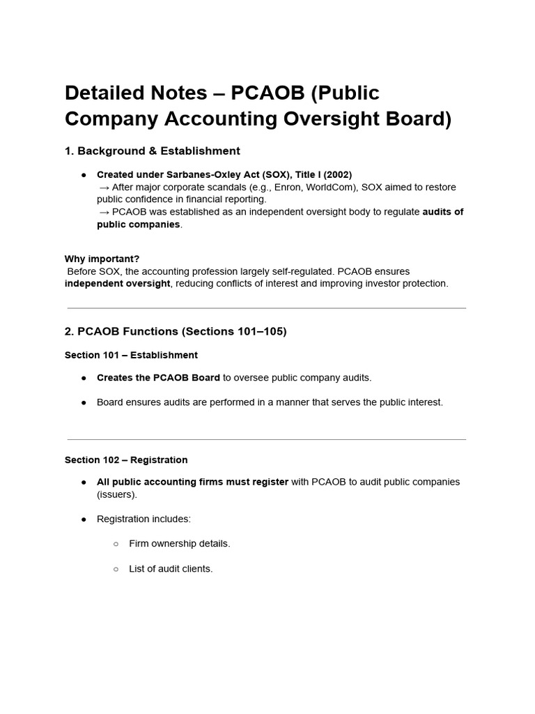 PCAOB Overview: Functions and Importance | PDF | Sarbanes–Oxley Act | Audit