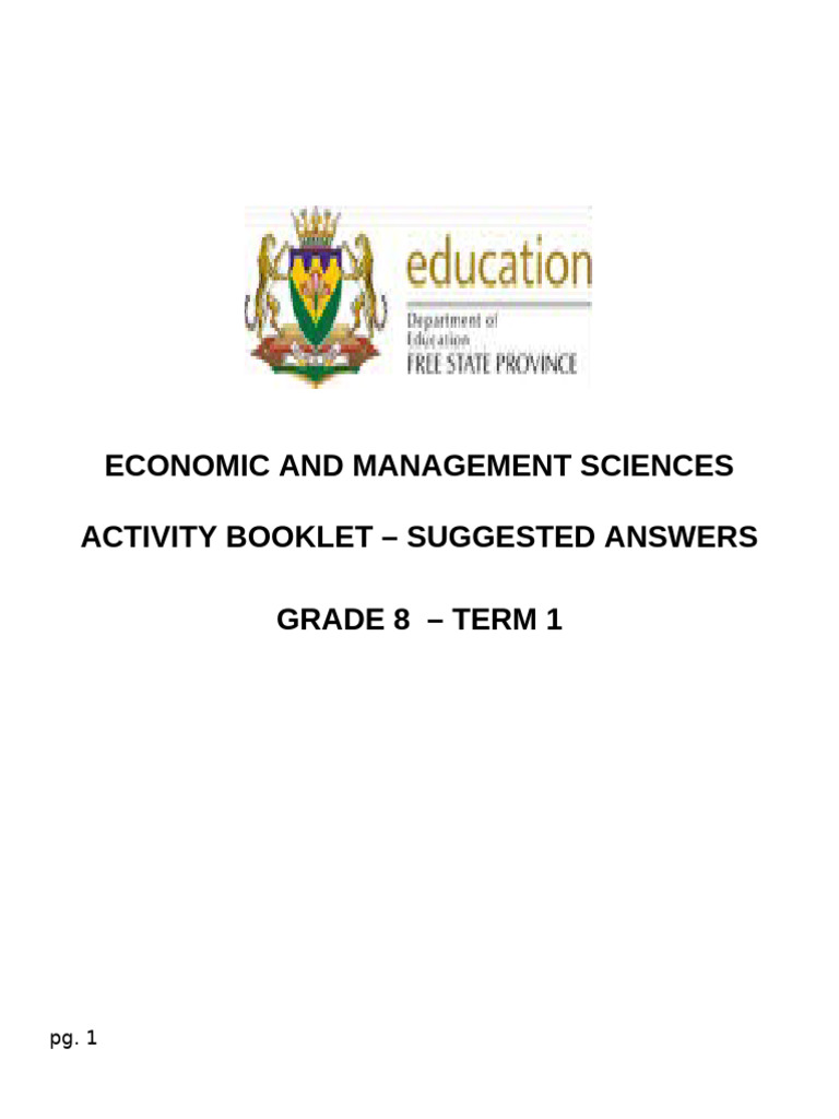 2024 EMS GR 8 Activity Booklet T1 Suggested Answers-1 - 102800 | PDF ...