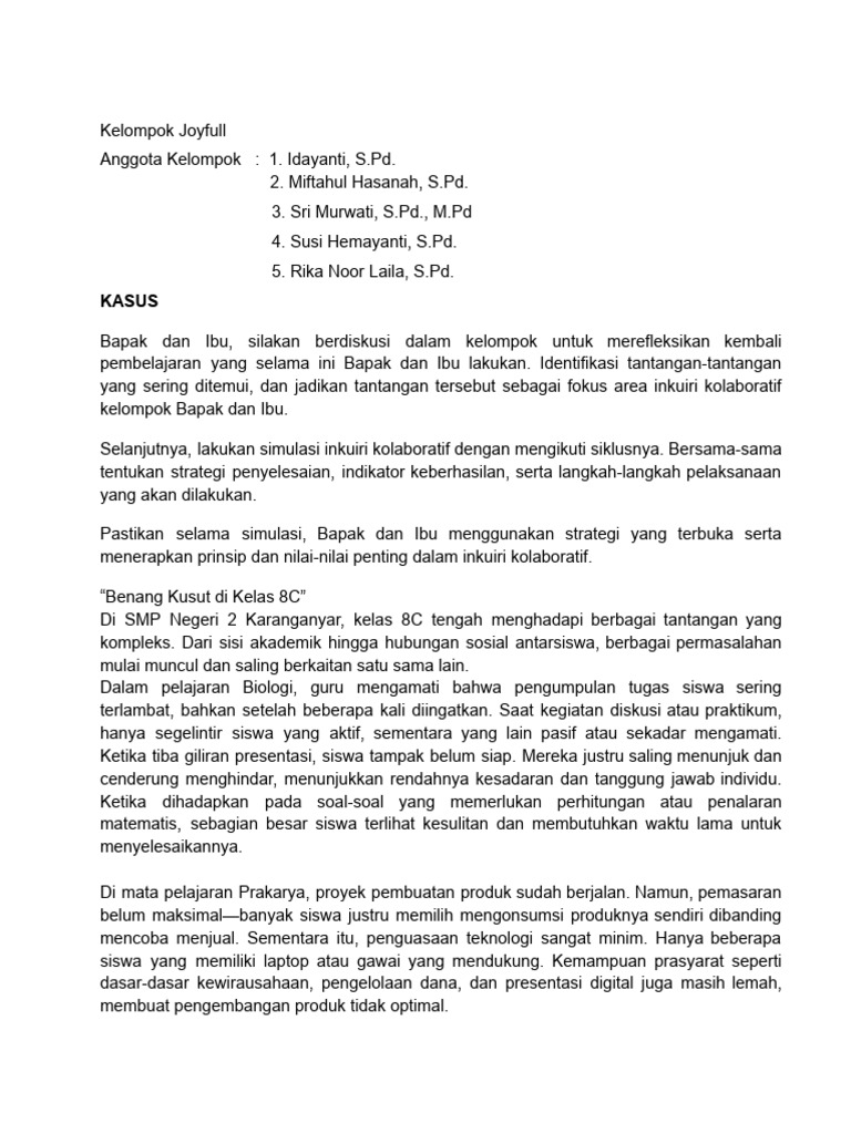 Rika_inkuiri Kolaborasi Kasus Joyful | PDF