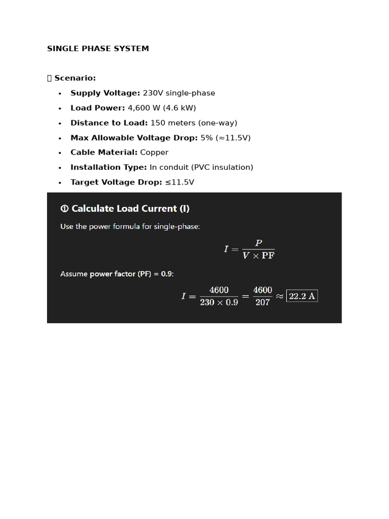 Cable Voltage Drop Calculation Guide | PDF