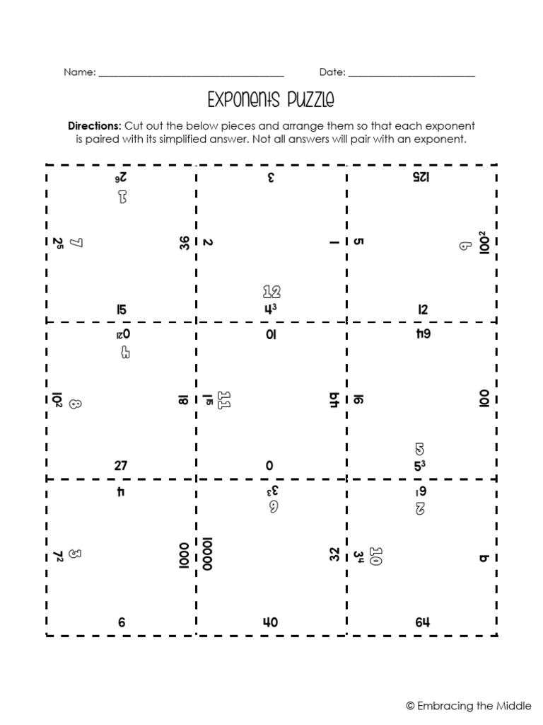 Exponents Puzzle Worksheet PDF | PDF | Chess Openings | Chess