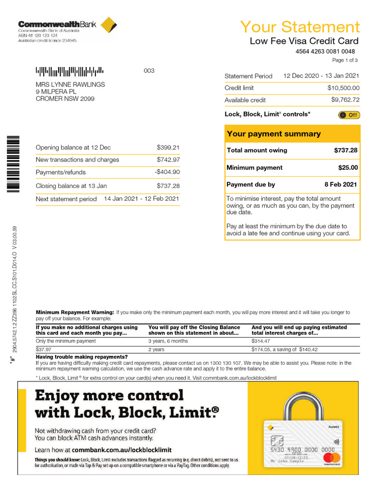Credit Card Statement Summary | PDF | Credit Card | Payments