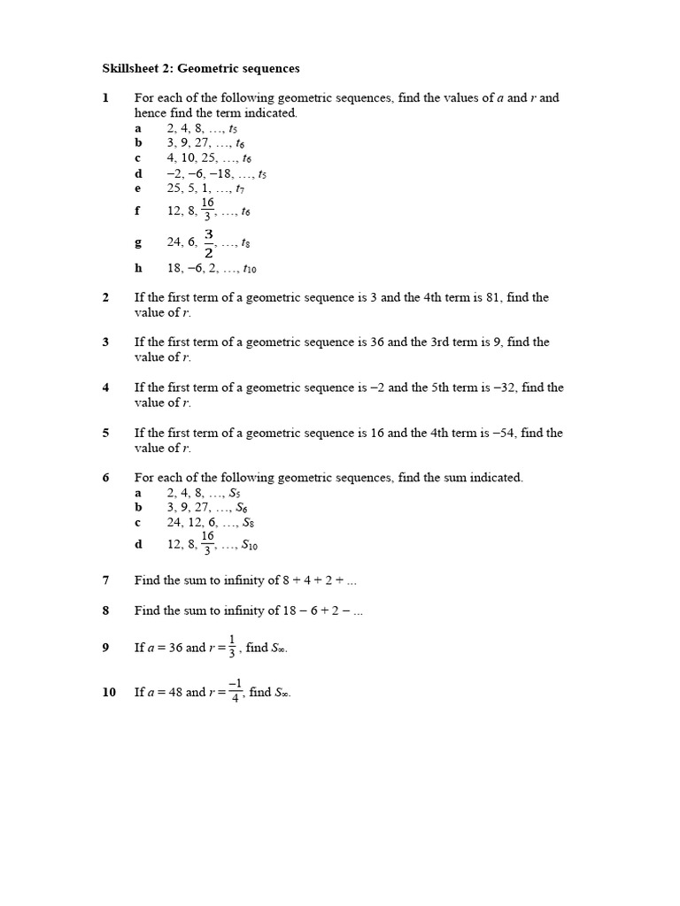 Geometric Sequences: Terms and Sums | PDF