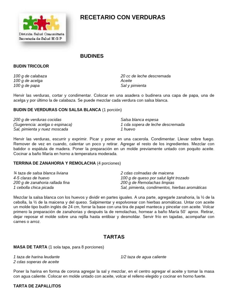 Recetas Variadas con Hortalizas | PDF | Salsa | Bola de masa hervida