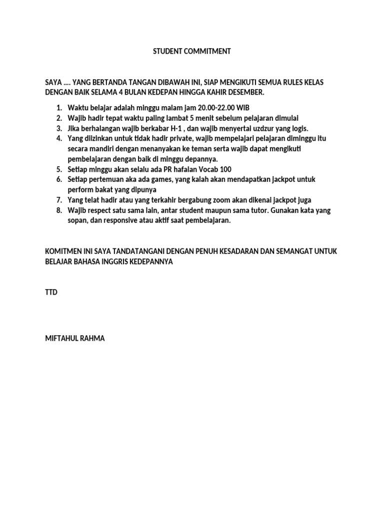 Student Commitment | PDF