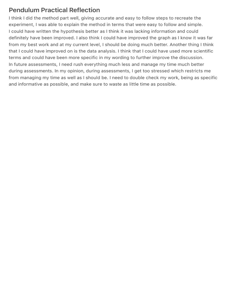 Pendulum Practical Reflection | PDF