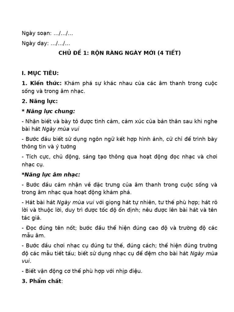 KHBD Am Nhac Lop 2 CTST | PDF