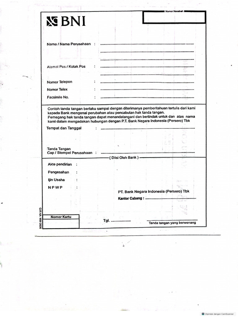 Form Perubahan KCT | PDF