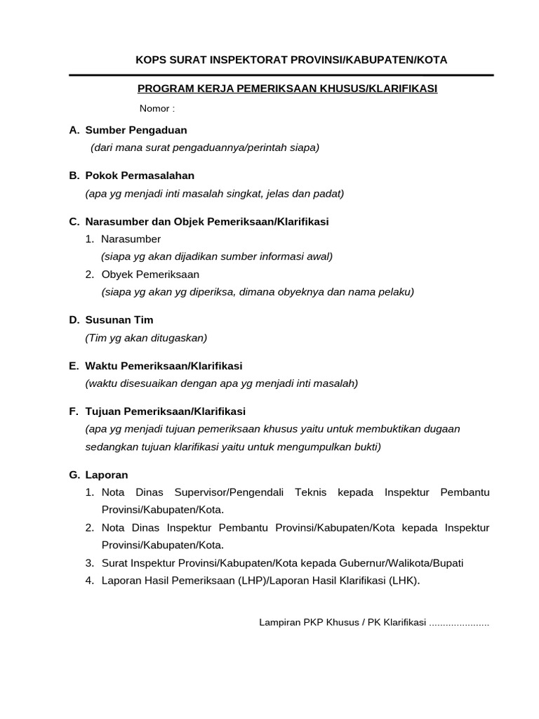Contoh Form PKP Khusus PK Klarif | PDF