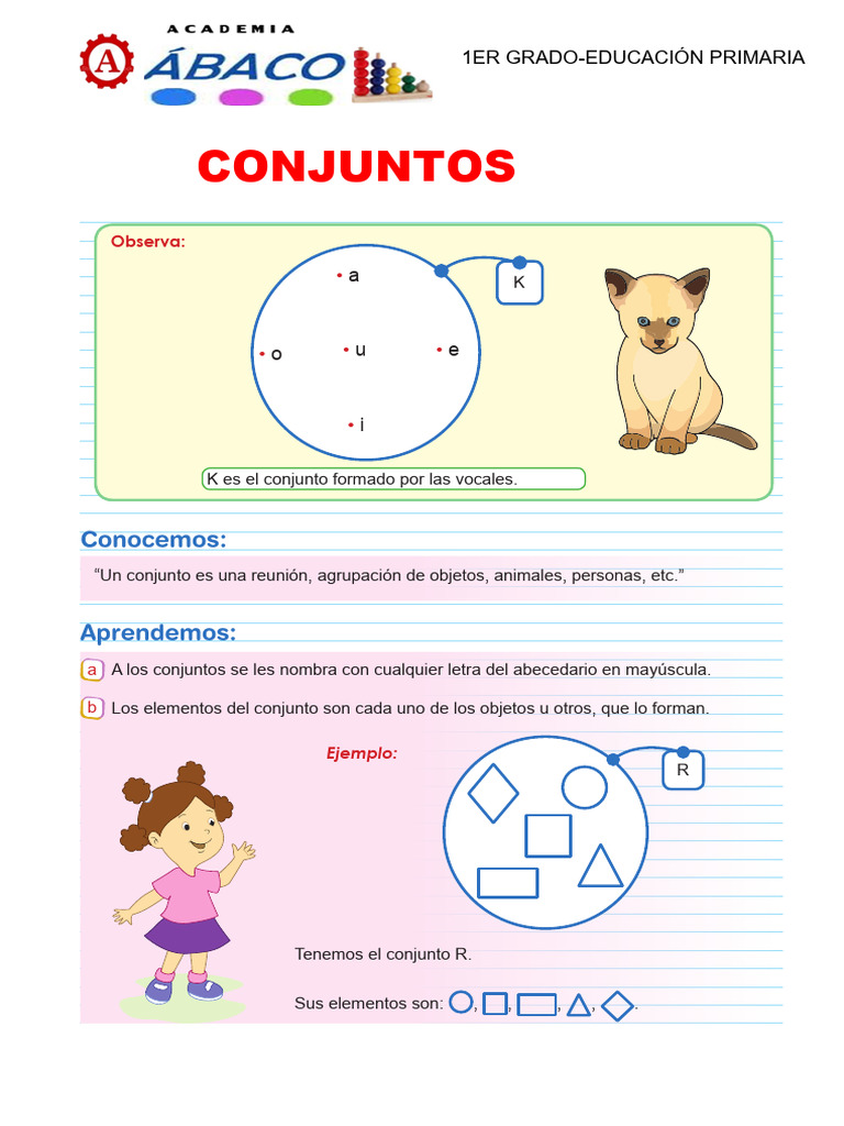 Conjuntos para Primer Grado de Primaria | PDF