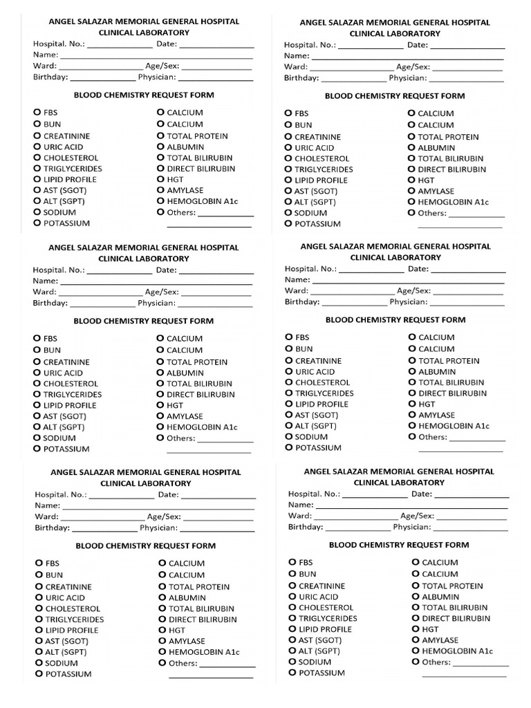 Chemistry Request Form Blank Sheet | PDF