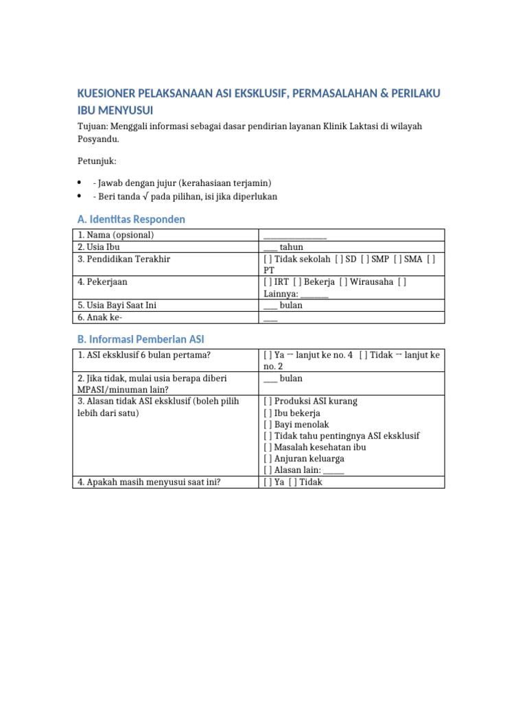 Kuesioner ASI Ringkas | PDF