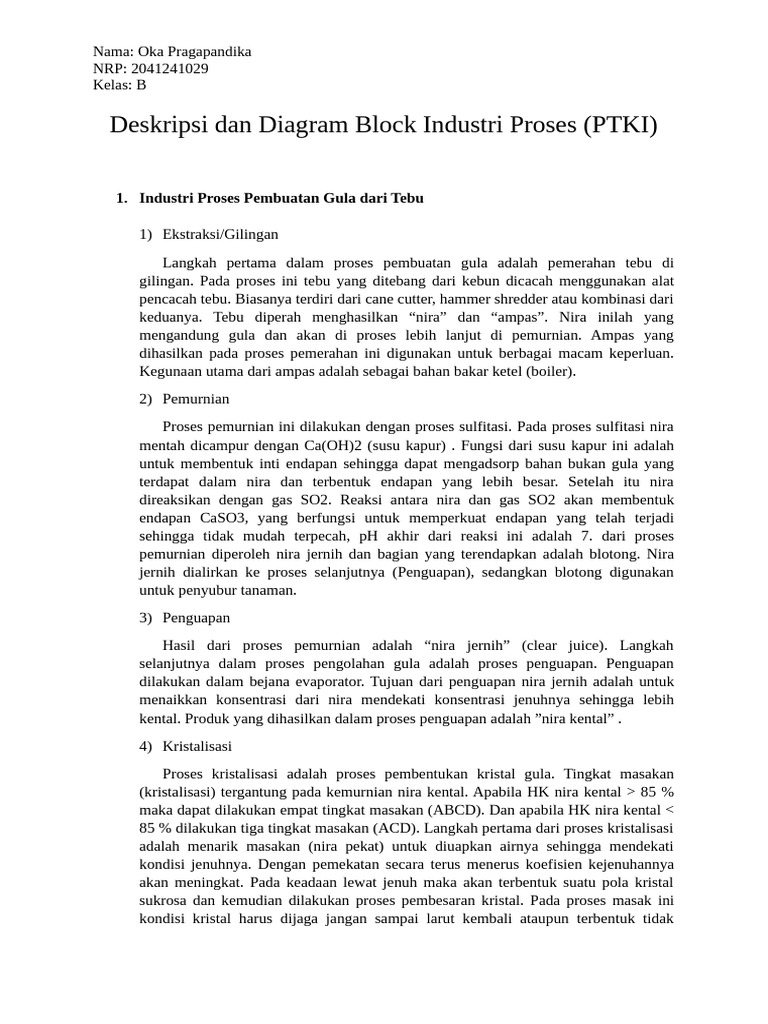 Deskripsi Dan Diagram Block Industri Proses | PDF