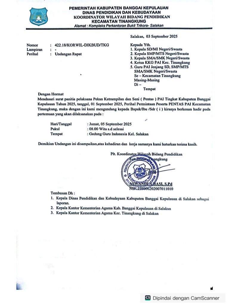 Undangan Rapat Pentas PAI 2025 | PDF