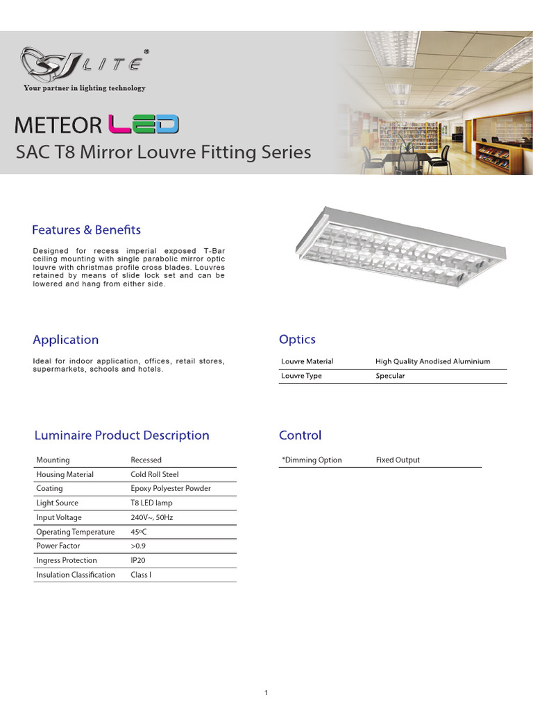 SAC T8 Mirror Louvre Fitting2 | PDF | Mirror | Light