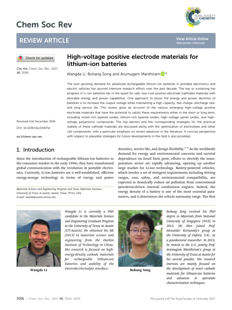 High-Voltage Positive Electrode Materials For Lithium-Ion Batteries ...