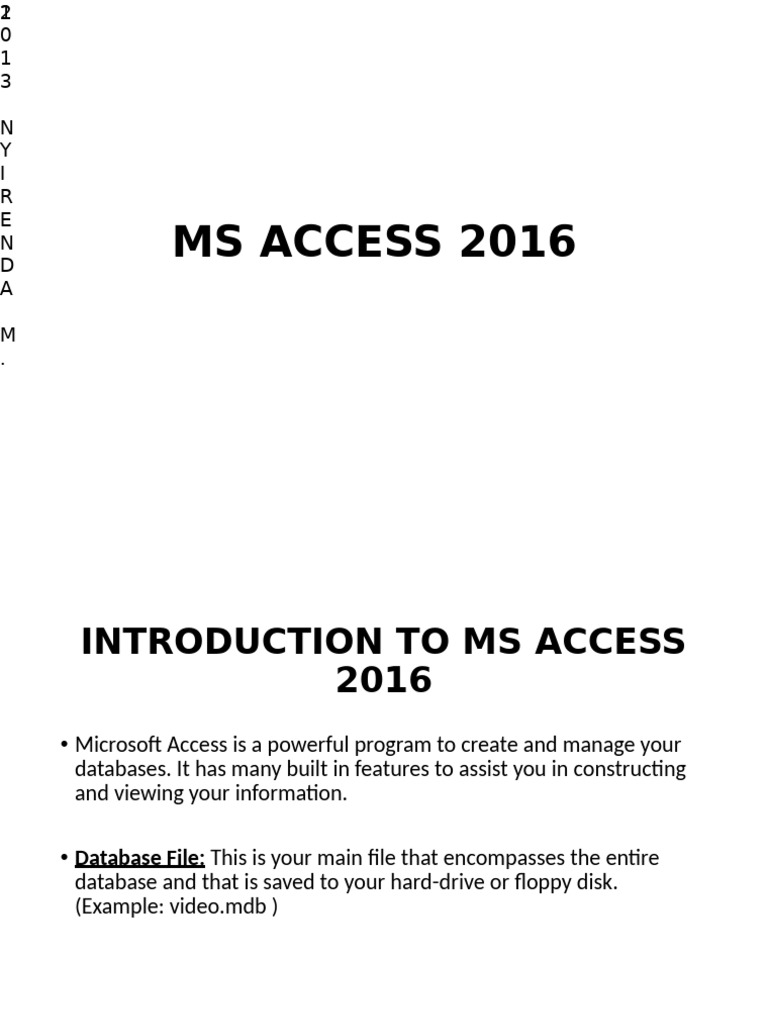 Ms Access 2016 Tutorial | PDF | Table (Database) | Databases