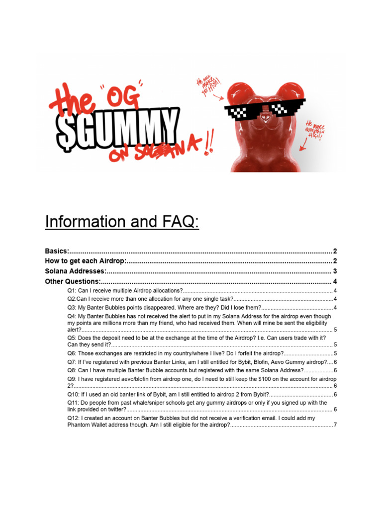 Airdrop 2 Public Gummy Info and FAQ V2 | PDF